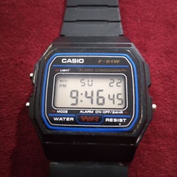 Casio wristwatch 593 F 91W vintage Alarm Chronograph Malaysia version ...