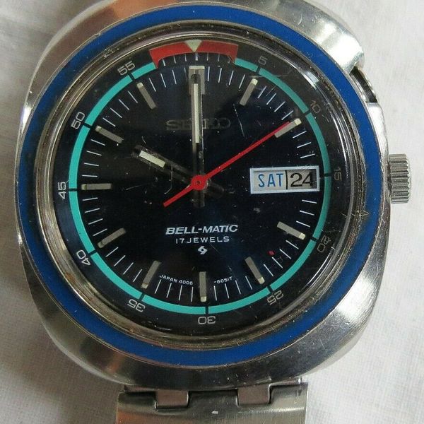 Seiko Bell-Matic 17j Wristwatch Stainless 4006-6027 Blue Dial Vintage ...