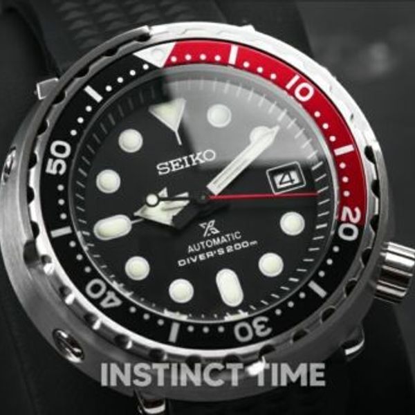 INSTINCT TIME Custom Seiko Mod Red & Black Watch 47.2mm | Automatic ...