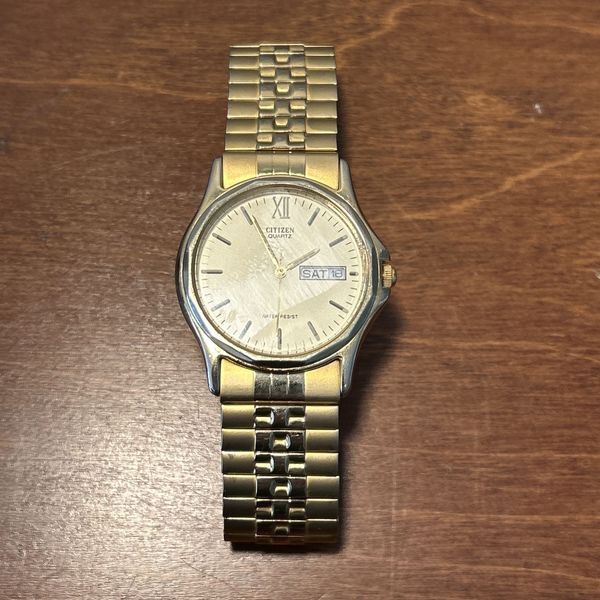 Vintage Citizen 5500-S24485 Gold Tone Day Date New Battery ...