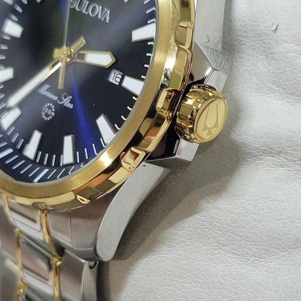Bulova Men's Watch Marine Star Blue Dial Two Tone Stainless Steel 44mm ...