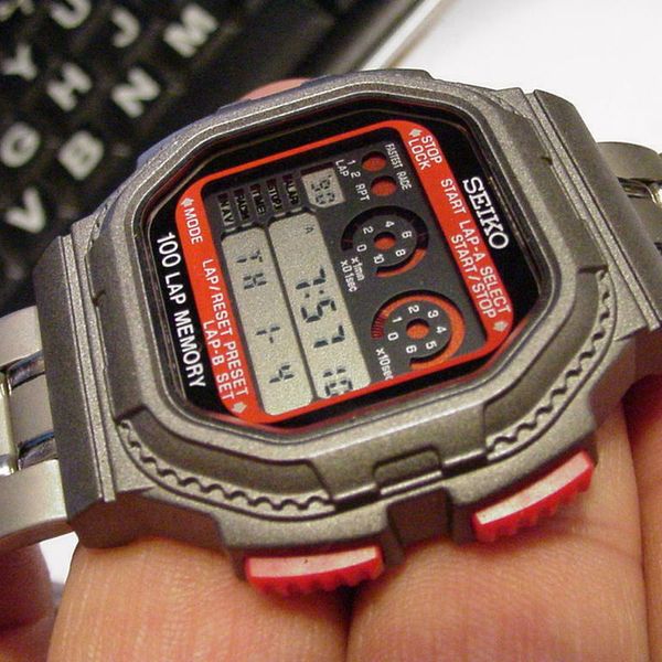 1991 Vintage Seiko DIGITAL Race Timer W358 100 Lap Memory MEN WATCH ...