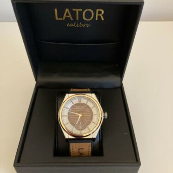 Men’s LATOR CALIBRE L007 Sub-dial Watch. Leather/Rubber Hybrid Strap ...