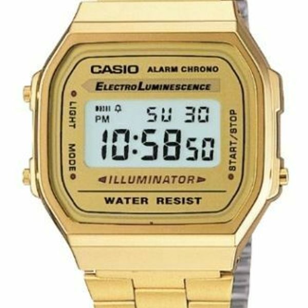 Casio A168WG-9WDF Digital Illuminator Gold-Tone Stainless Steel Watch ...