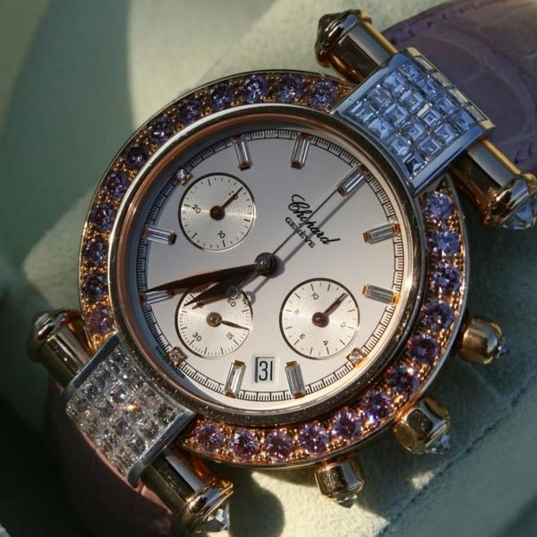 FS: RARE 18K Chopard Imperiale Pink Diamond Bezel Watch Model 37/3187 ...