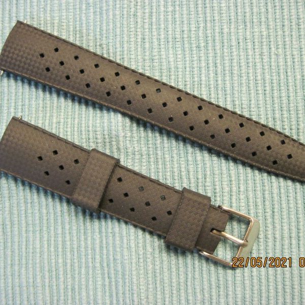 Borealis Vulcanized Vintage style Topical watch strap 20mm, Black ...