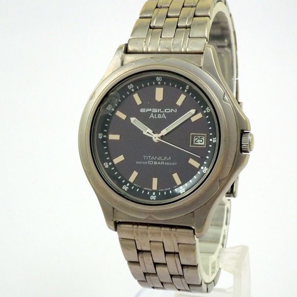 Seiko ALBA Analog Watch Men's SOLAR Titanium V145-0B70 QUARTZ 10BAR W.R ...