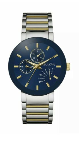 Bulova Stainless Steel Two Tone Blue Dial Futuro Men's Watch #98C123 ...