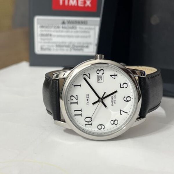 TIMEX Black Leather White Dial Analog 36 mm Men's Watch - T2H281 MSRP ...