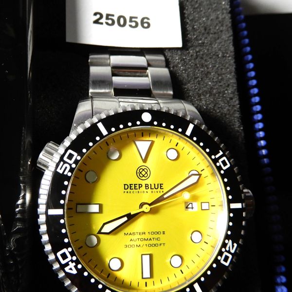 New! Deep Blue MASTER 1000 II AUTOMATIC-44mm/300m-Yellow Sunray Dial-SS ...