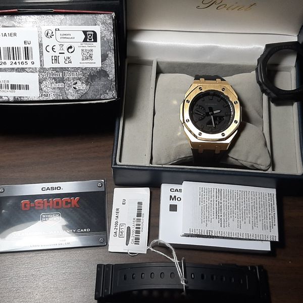 Casio G Shock GA2100 CasiOak AP Royal Oak Mod Gold Stainless Steel ...