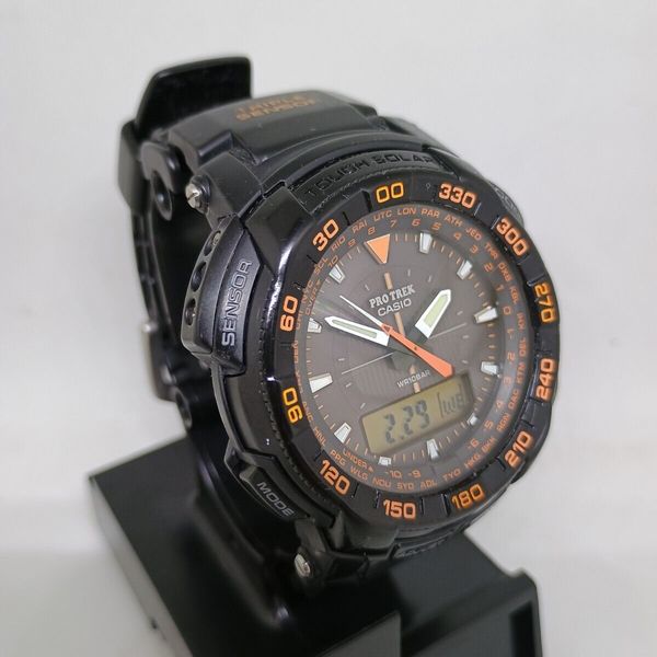 Casio Protrek Tough Solar Triple Sensor Watch PRG-550 Orange Accents | WatchCharts Marketplace
