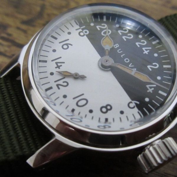 WW2 BULOVA MILITARY WATCH 24 HOUR DAY/NIGHT WITH NEW MILITARY CASE ...
