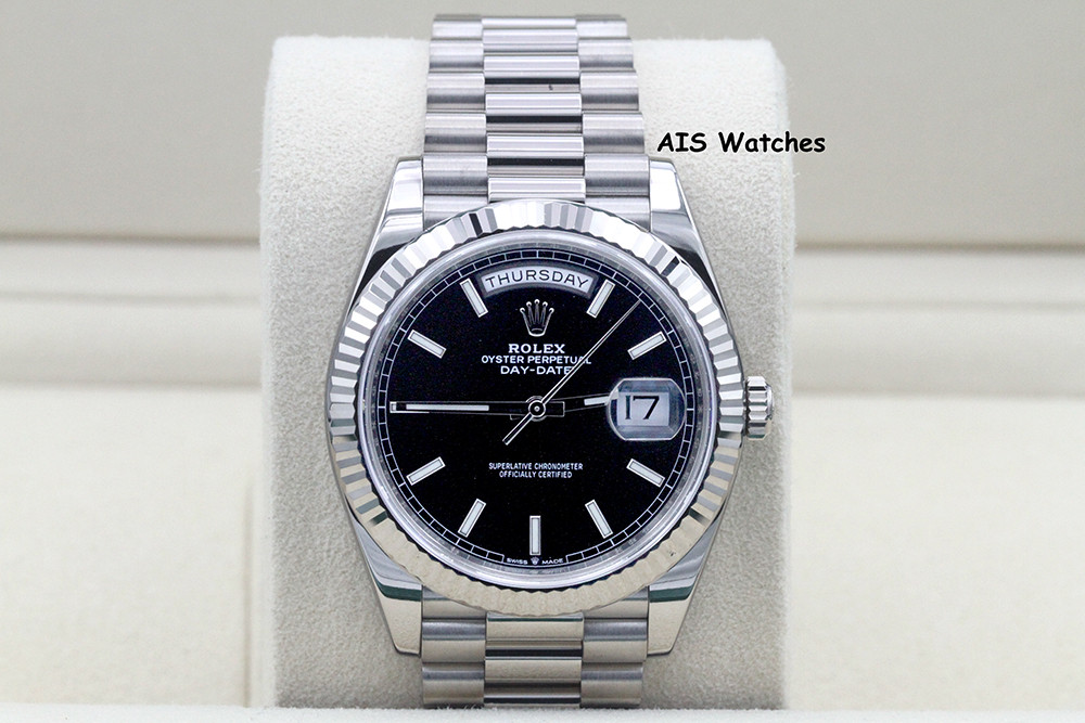 FSOT: Rolex 228239 DayDate 40MM DD40 White Gold Black Stick Dial Box ...