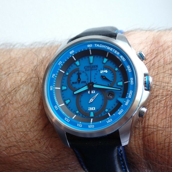 Citizen Royal Blue Eco-Drive AT2180-00L Chronograph Tachymeter 24 Hour ...