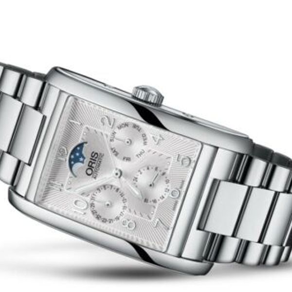 ORIS RECTANGULAR COMPLICATION MOONPHASE GMT DAY DATE AUTOMATIC MEN'S ...