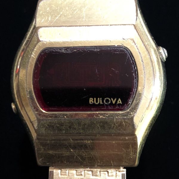 VINTAGE BULOVA COMPUTRON RED LED MEN'S WRISTWATCH 1970'S COLLECTIBLE ...