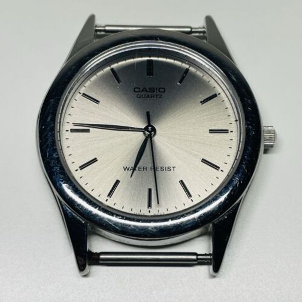Casio Watch Men Quartz 35mm Silver tone WR 1330 MTP-1093 New Battery NO ...