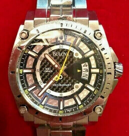 Bulova Precisionist 96B131 Men's Silver Tone Stainless Steel Quartz ...