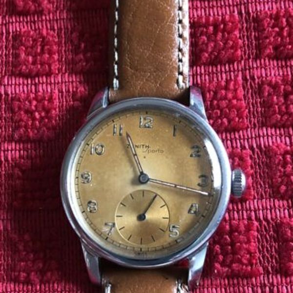 Vintage 1940s Zenith Sporto Mens Watch w/ Tropical Dial - | WatchCharts