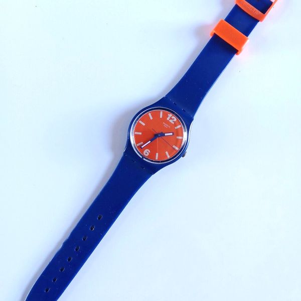 Swatch Watch In Motorino Orange Face Blue Strap - Diameter 34mm ...