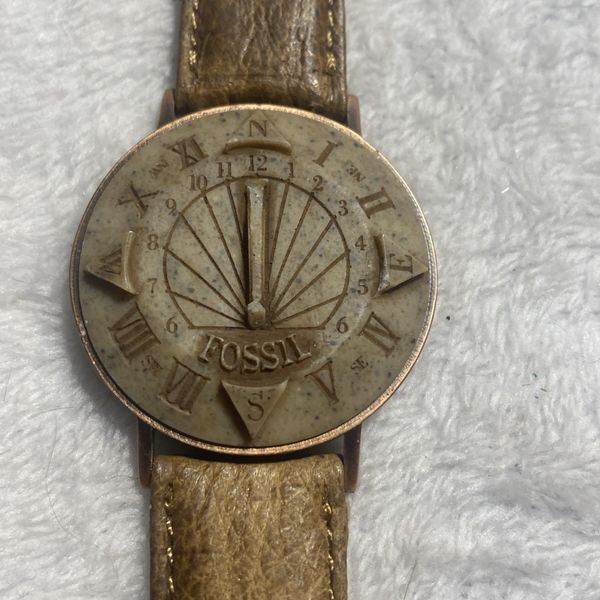 Vintage Collectible | Fossil Sundial Wristwatch with Original Leather ...