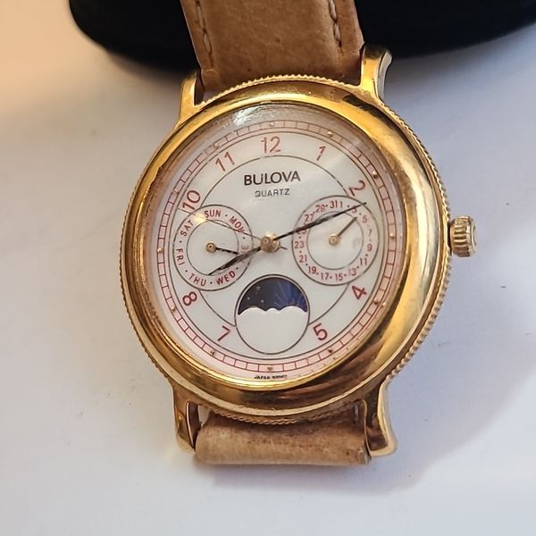 MEN'S BULOVA SUN MOON PHASE 24 HOUR TRIPLE CALENDAR WATCH WORKS. New ...