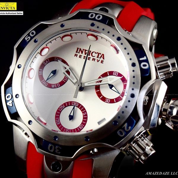 NEW Invicta Men Reserve 44mm Venom Swiss Z60 SS Chronograph SILVER DIAL ...