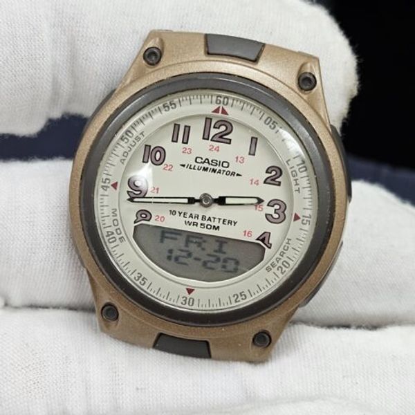 Mens Casio 2747 Illuminator Telememo 30 Brown Digital Analog Watch AW ...