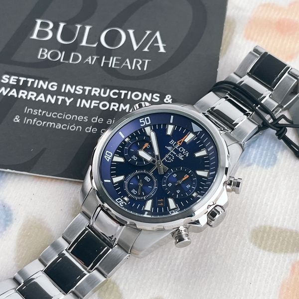 Bulova Marine Star Stainless Steel Blue Dial 43MM Men's Quartz Watch ...