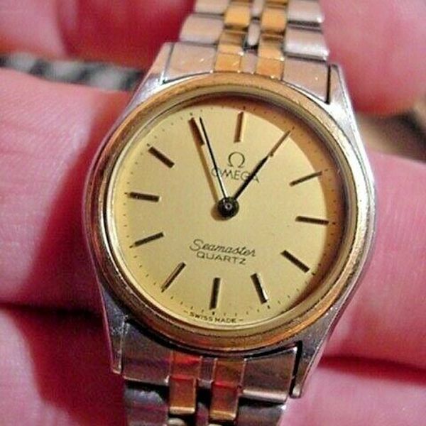 SWISS Vintage OMEGA Seamaster Two Tone Gold & SS Bracelet Ladies Watch ...