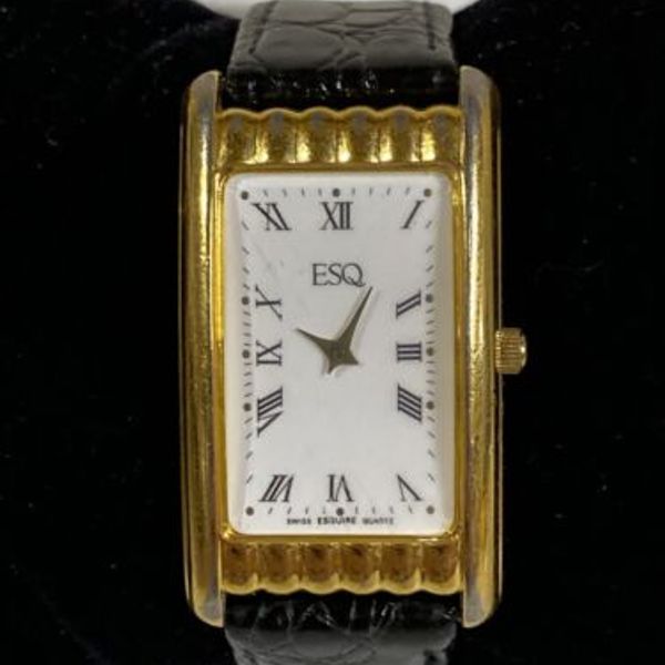 ESQ Swiss Dress Watch Esquire by Movado Gold Tone Tank New Battery ...
