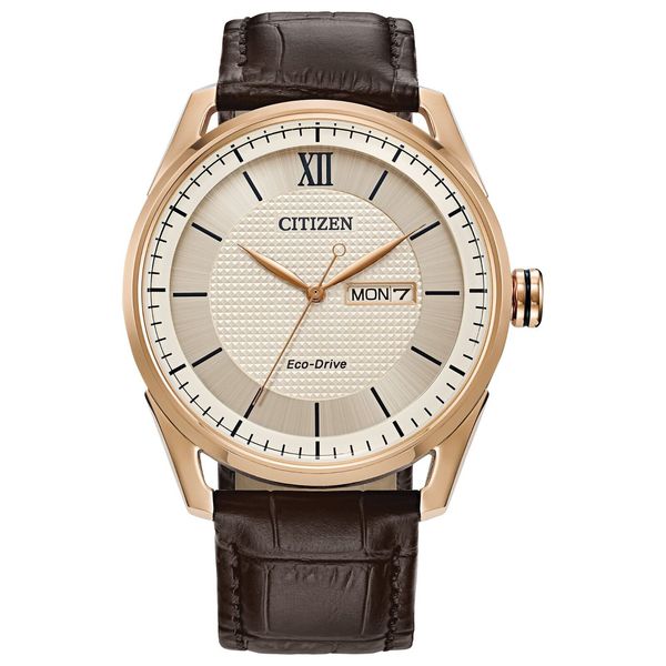Citizen Men 's Classic Day/Date Eco-Drive Ring Brown Watch 42 MM AW0082 ...