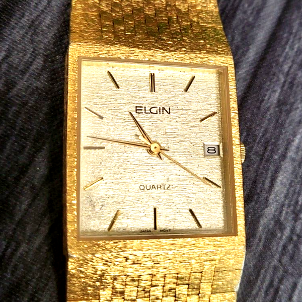 MENS Vintage Retro LORD ELGIN WATCH Gold Cleaned New Battery FREE SHIP ...