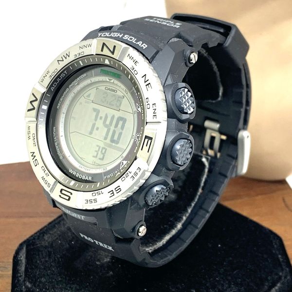 Casio Pro Trek Men's Watch PRW-3500 Solar Triple Sensor Digital Black ...