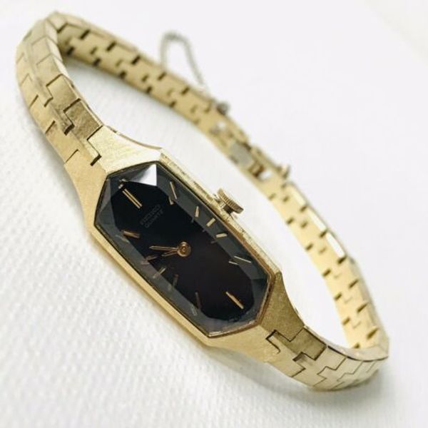 Vintage Seiko Beveled Crystal Gold 1320-533H Women's Bracelet Watch ...