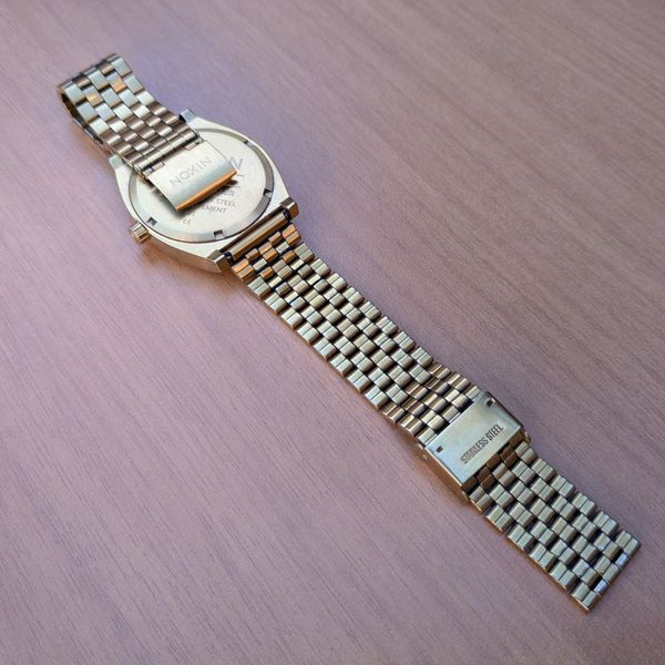 Nixon Mens Quartz Watch Gold Blue Dial The Time Teller Minimal Japan ...