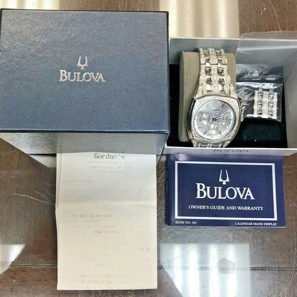Men’s Bulova Chronograph Swarovski Crystal Stainless Steel Dress Watch ...
