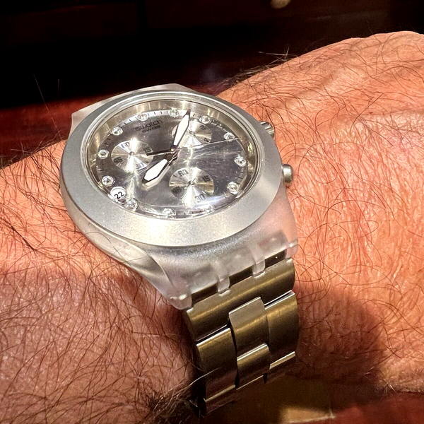 Men’s Swatch Irony Diaphane Chronograph Water Resistant Watch | WatchCharts Marketplace