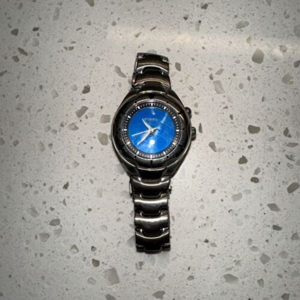Fossil Blue Dial Stainless Steel Unisex Watch AM-3535 | WatchCharts ...