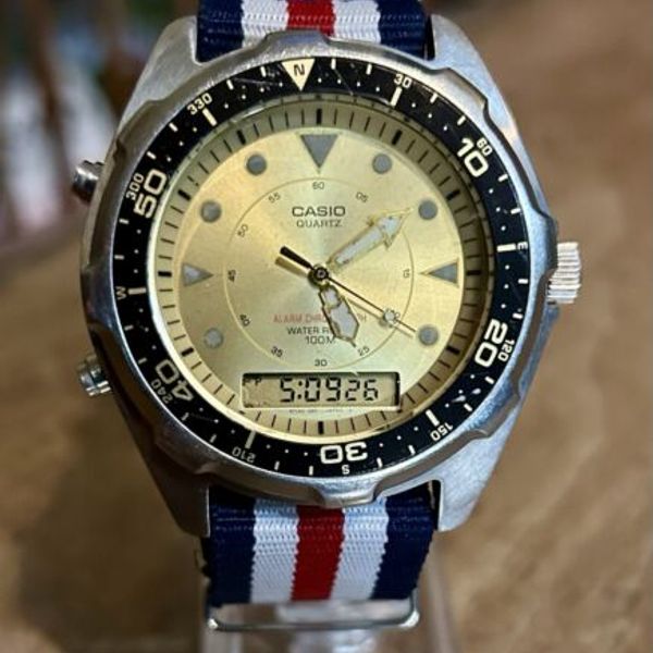 CASIO AMW-320D 1374 Arnie Ana-Dig Alarm Chronograph New Battery! New ...