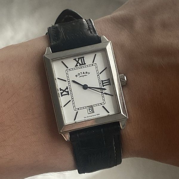 Mens Rotary Tank â Classicâ Gents Vintage Watch Silver Roman Numeral ...