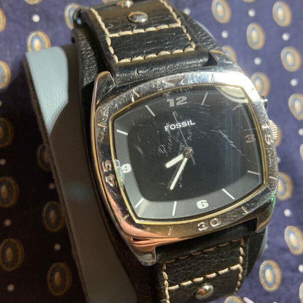 Vintage Fossil Men’s 40mm Big Tic Digital Analog Watch JR-8123 Leather ...