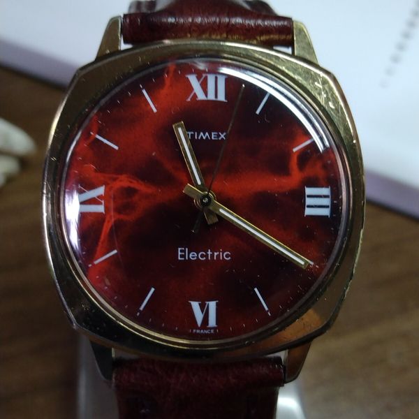 1972 Timex RED NEBULA Back Setting Electromechanical Watch. NEW CRYSTAL ...