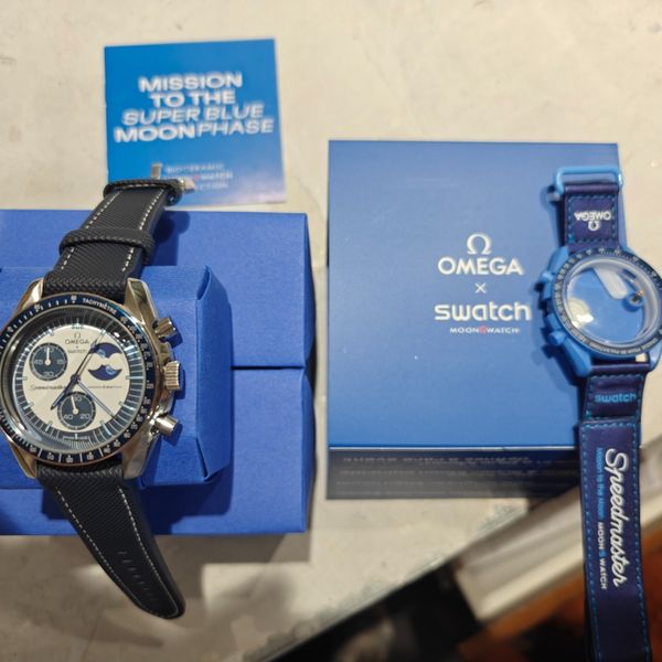 Steel Case Mod Swatch Moonswatch Super Blue Moon Phase Mission - With ...