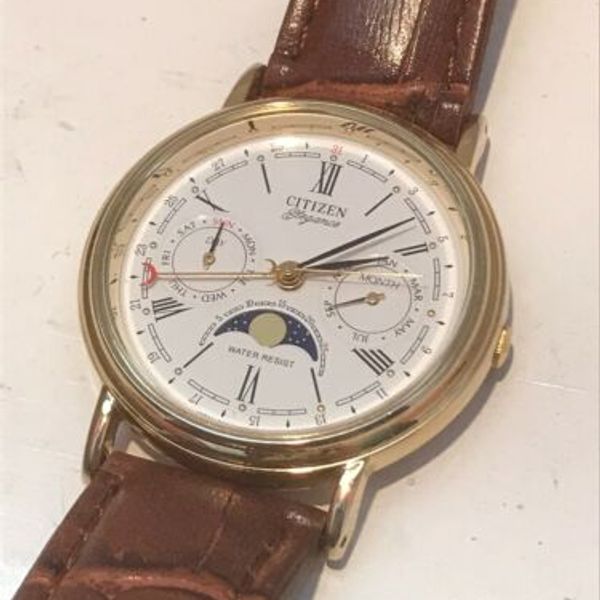 Citizen Elegance 6350-G30241 Triple Calendar Moon Phase Quartz Watch ...