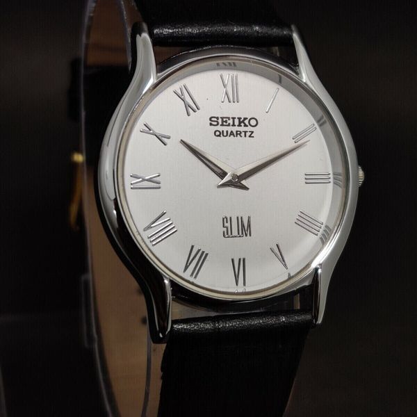 Seiko Slim Quartz NEW BATTERY ROMAN NUMERALS Japanese Men's Wrist Watch ...