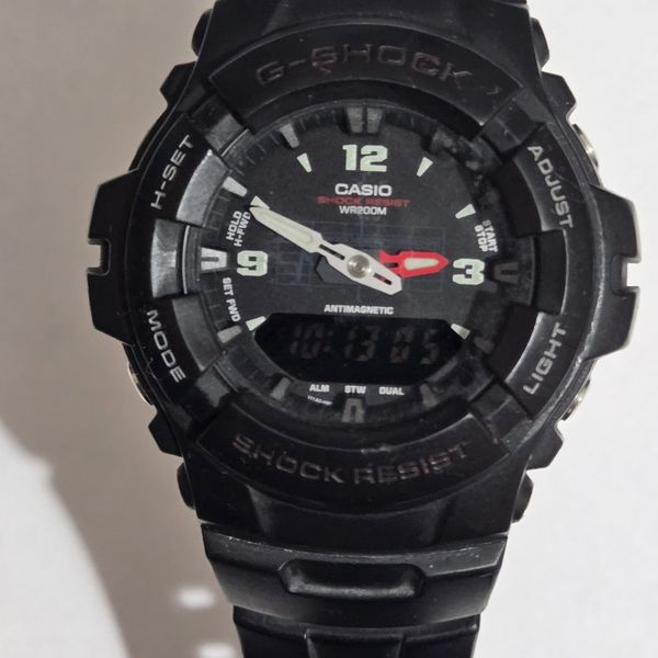 Casio G100-1BV, G-Shock Analog/Digital Watch, Black Resin Band, Alarm ...
