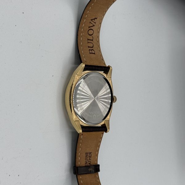 Bulova Mens Leather Band 97C106 Needs Battery Gold Stainless Steel ...