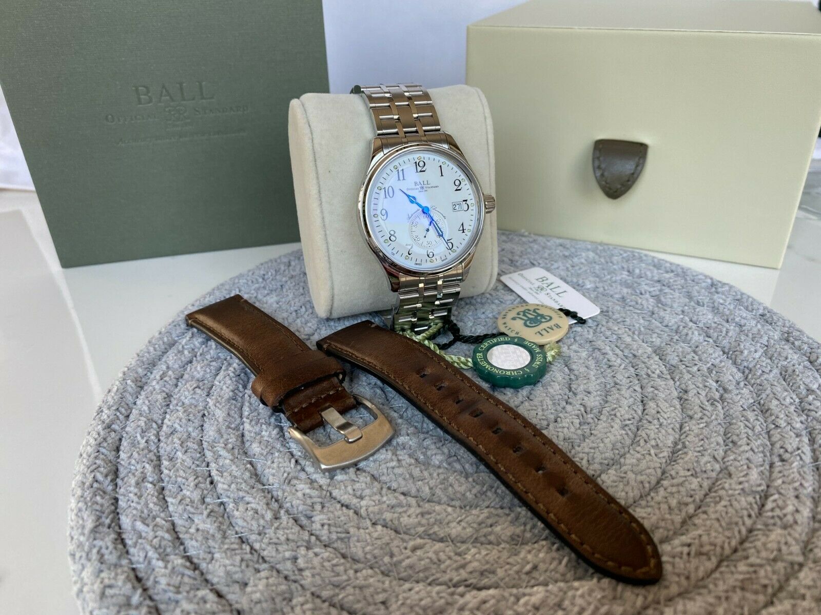 Ball Trainmaster Standard Time COSC Chronometer Stainless and Horween ...